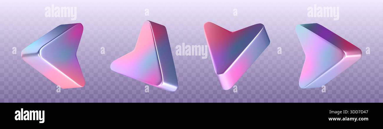 Chrome arrow elements with holographic gradient finish for futuristic ...