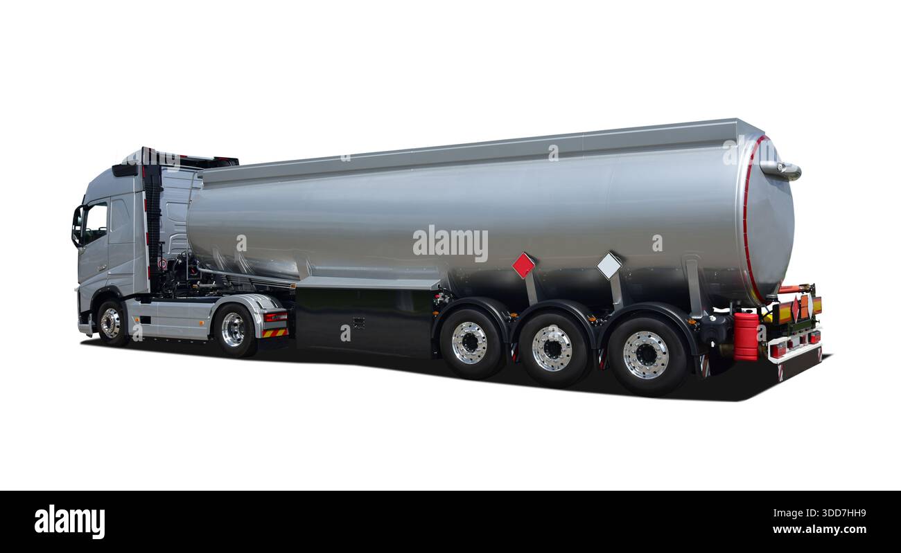 Fuel tanker truck, rear view Stock Photo - Alamy