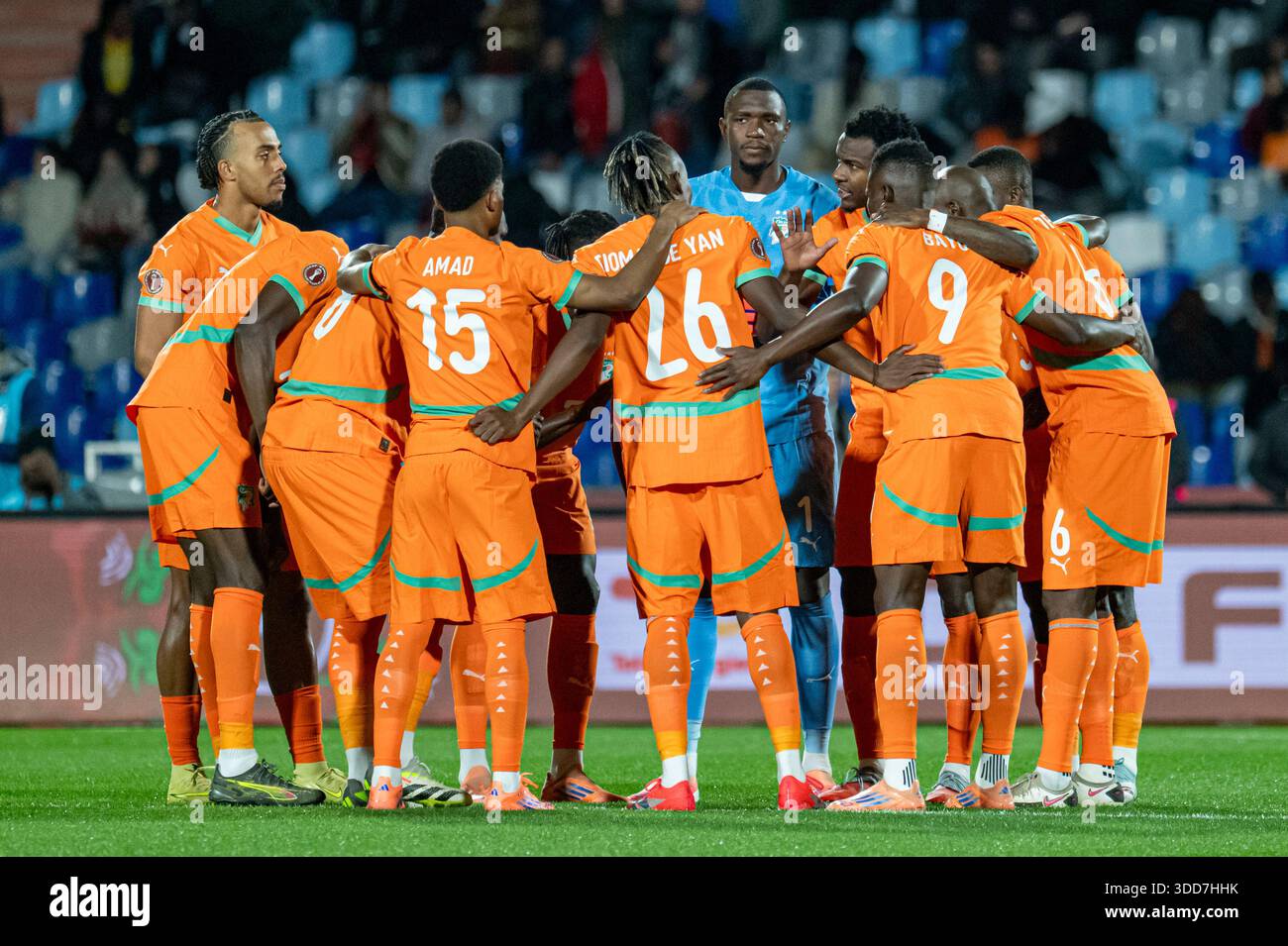 Ivory Coast players in a huddle during the Africa Cup of Nations (CAN ...