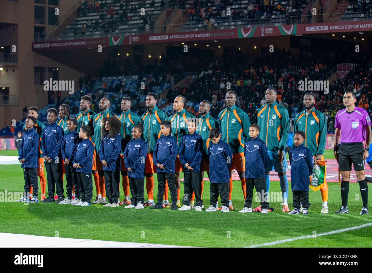 The Ivory Coast team during the national athems during the Africa Cup ...
