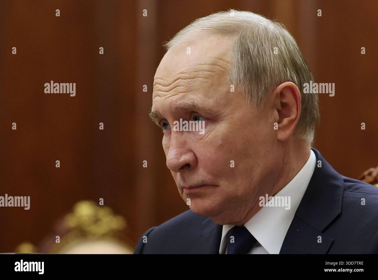 Russian President Vladimir Putin listens to Moscow Region Governor ...