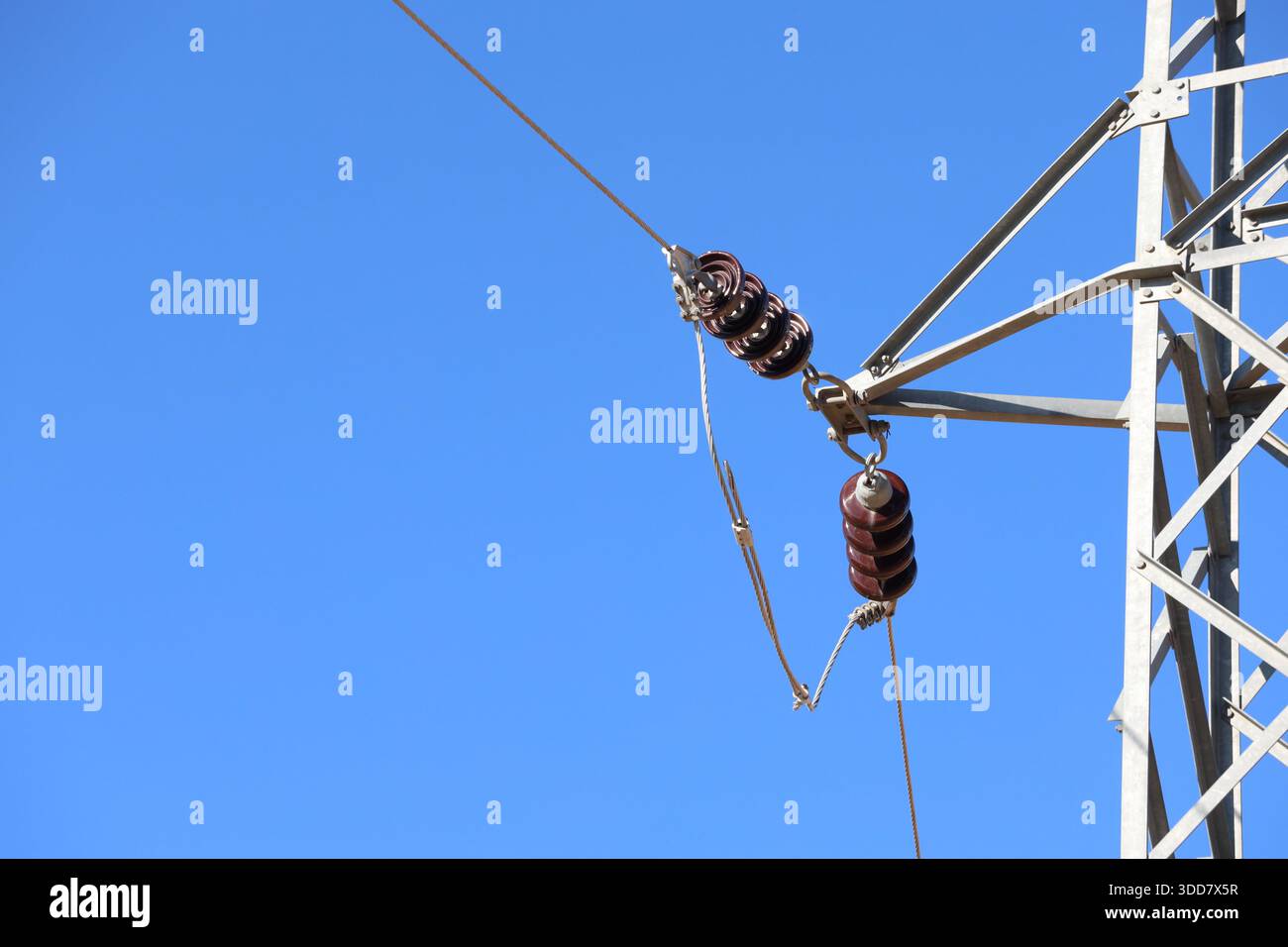 Close-up of High-Voltage Power Line Suspension Insulators and ...