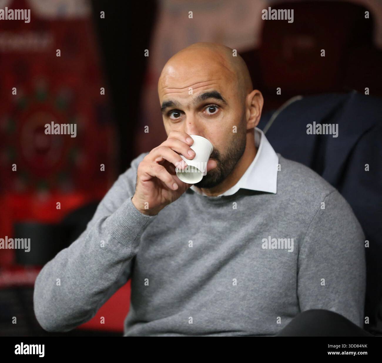 Walid Regragui during the AFCON Group A match between Morocco and Mali ...