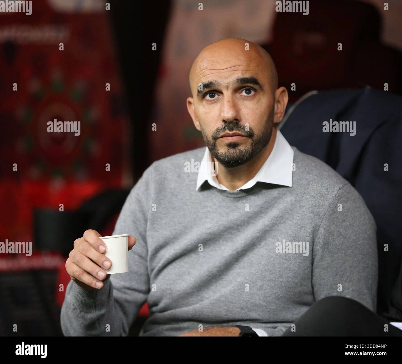 Walid Regragui during the AFCON Group A match between Morocco and Mali ...