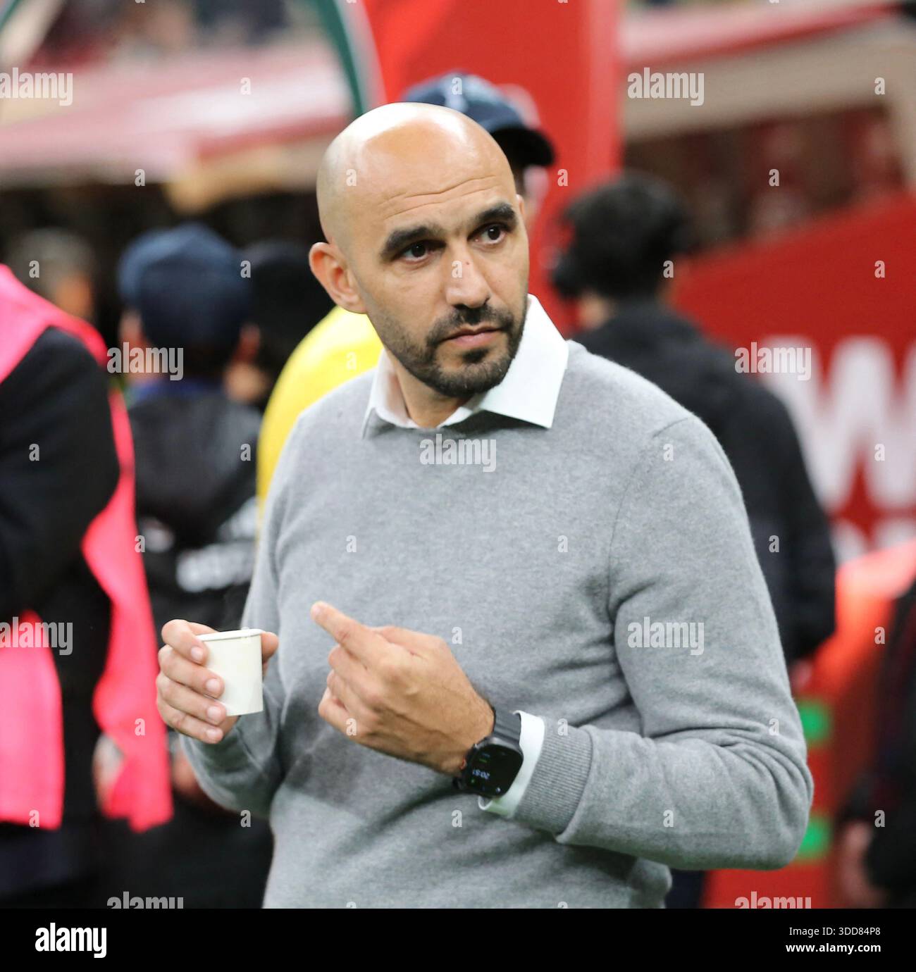 Walid Regragui during the AFCON Group A match between Morocco and Mali ...