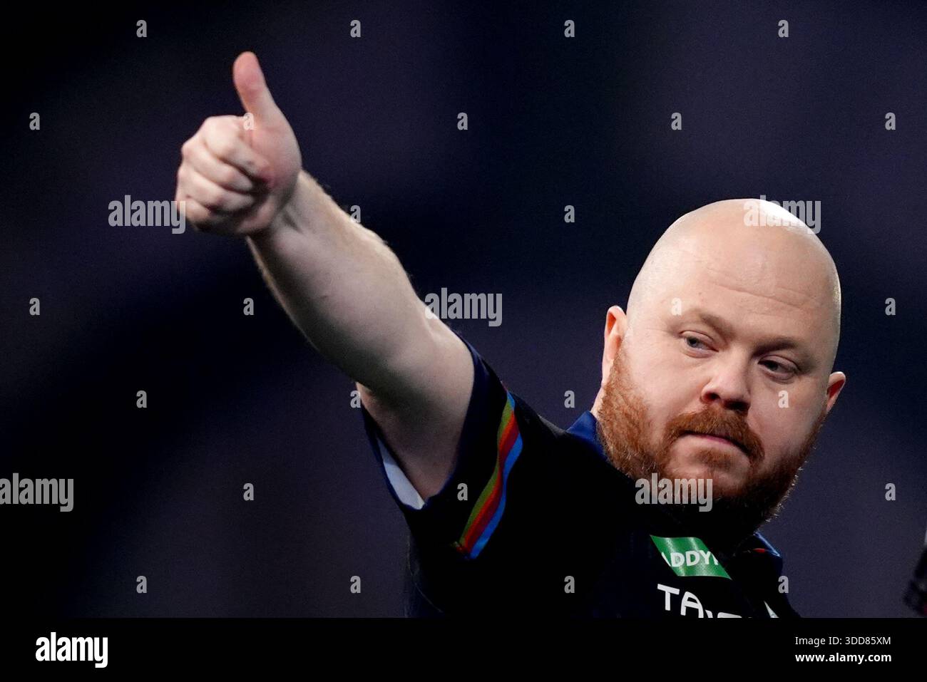 England's Justin Hood reacts during his match against England's Ryan ...
