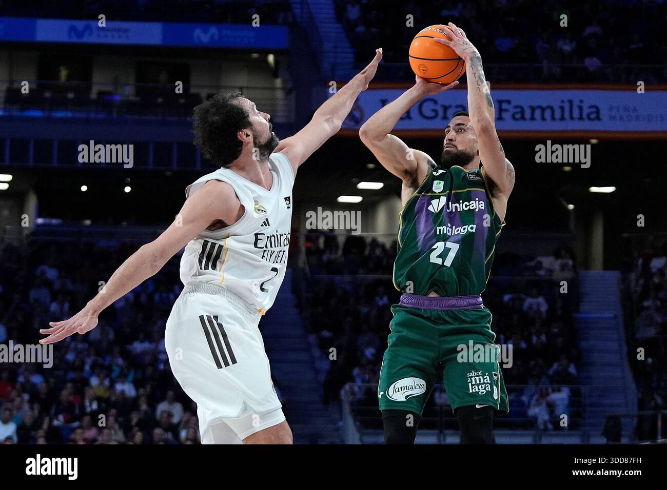 Real Madrid Baloncesto's Sergio Llull (l) and Unicaja Baloncesto Malaga ...