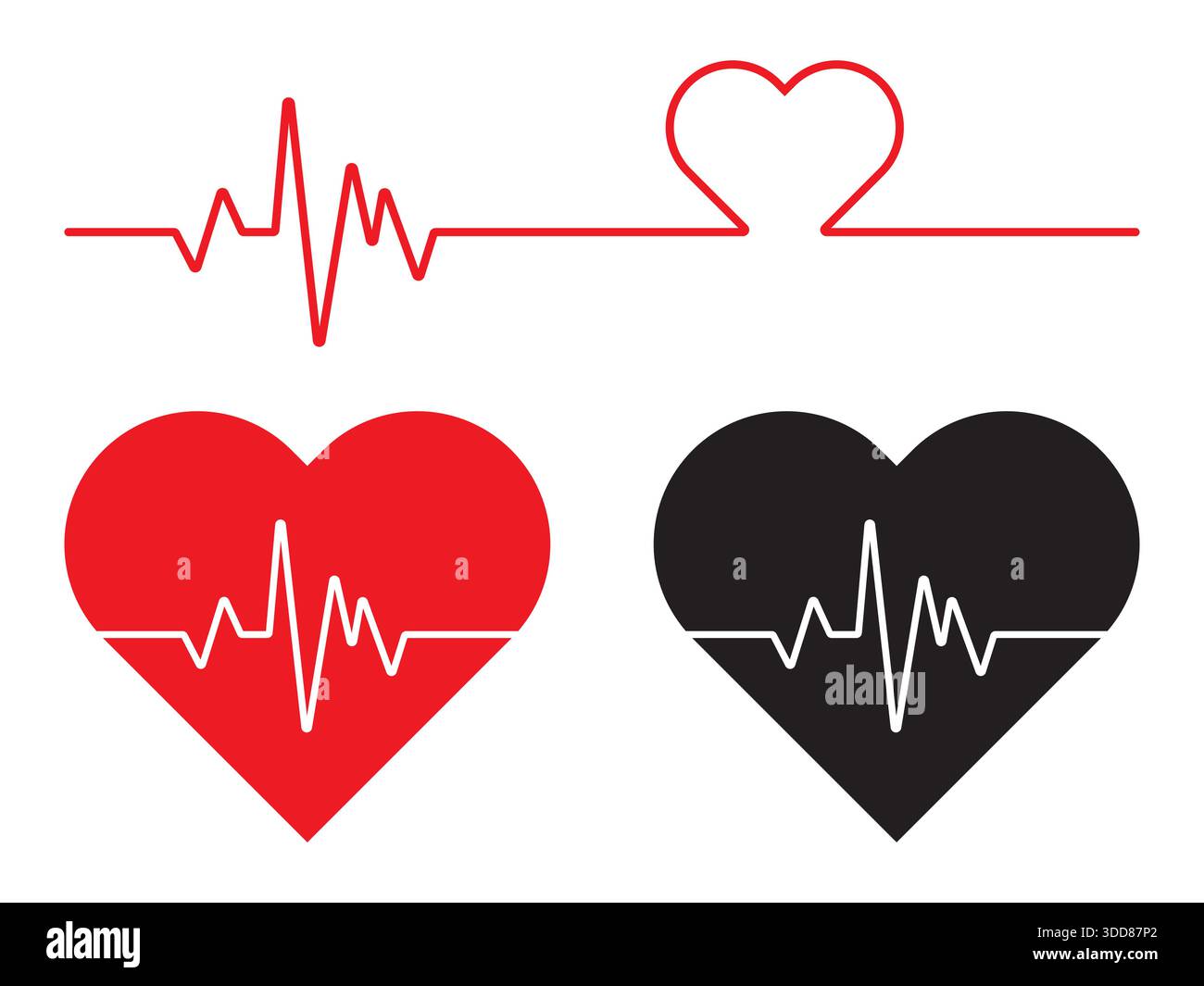 Collection of heart rhythm set, Electrocardiogram, ECG - EKG signal ...