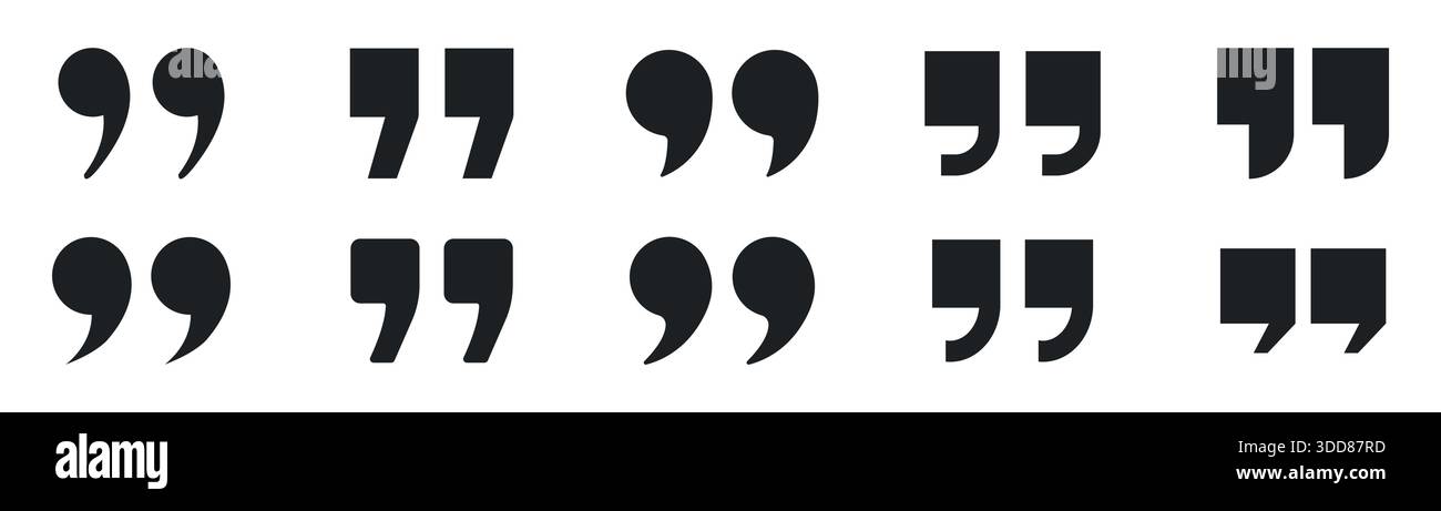 Black quotation marks symbol for citing and referencing text vector ...