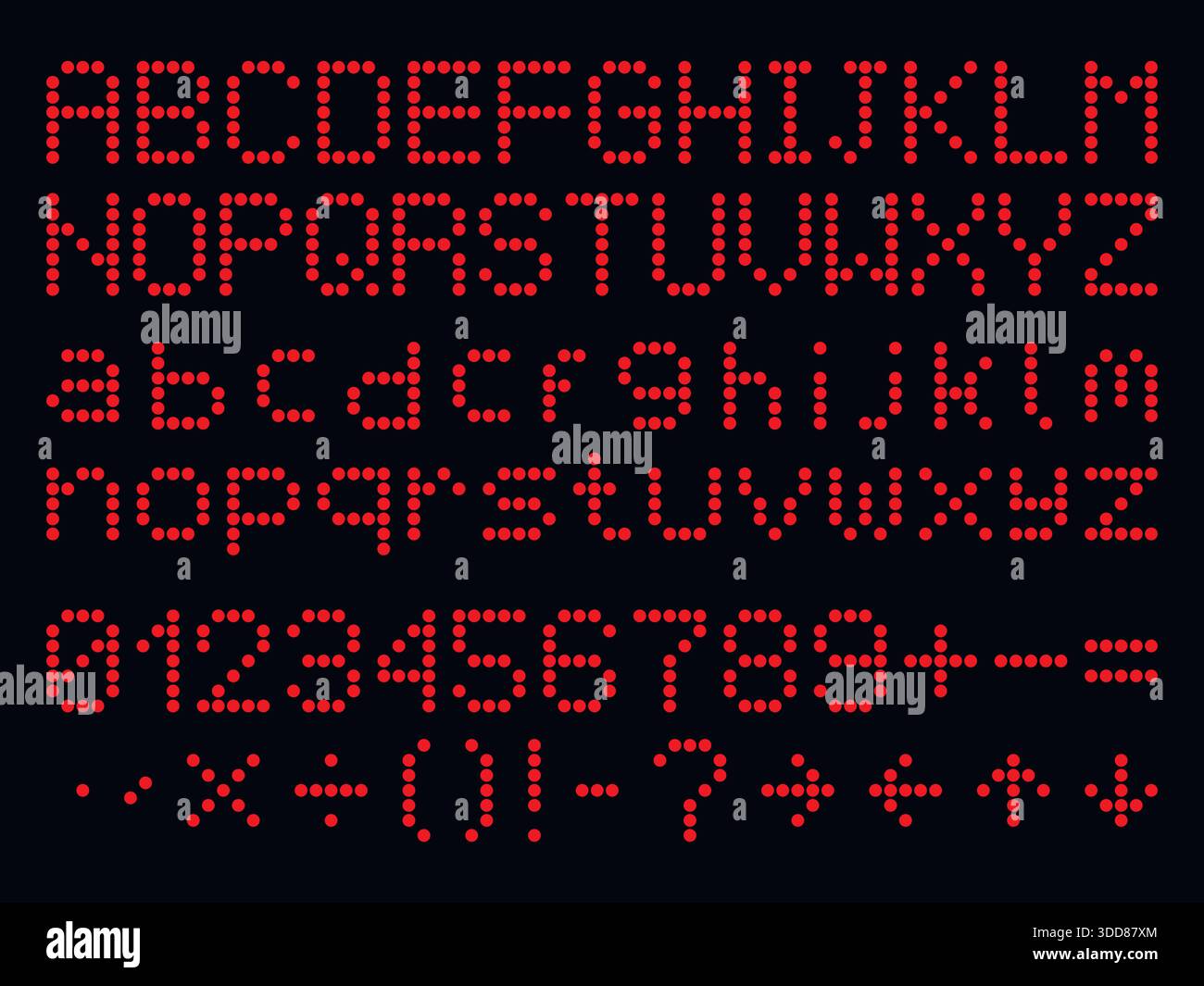 Realistic dot matrix LED uppercase and lowercase alphabet, number and ...