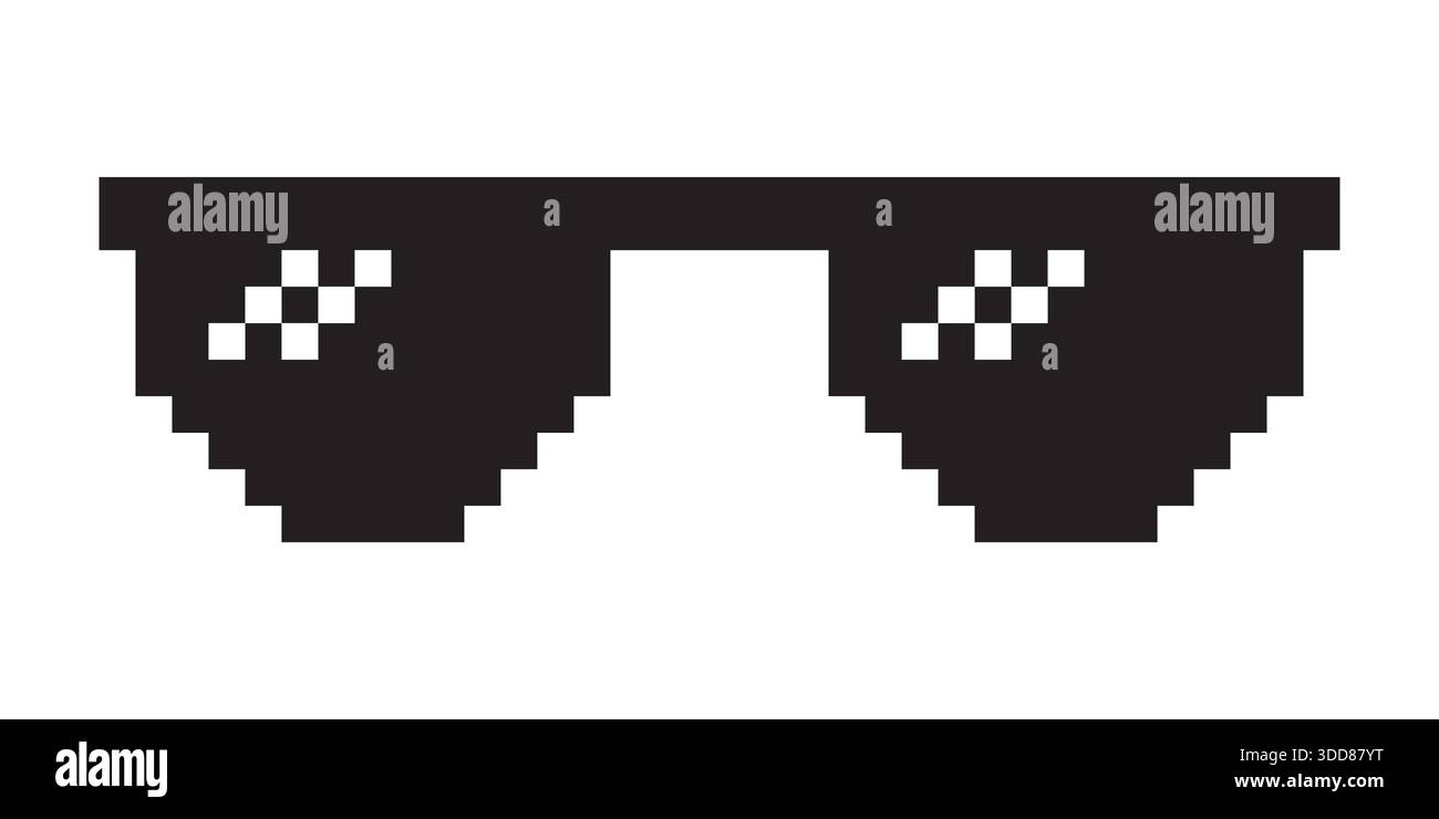 Fun retro Pixelated sun glass icon, Boss glasses meme, life style meme ...