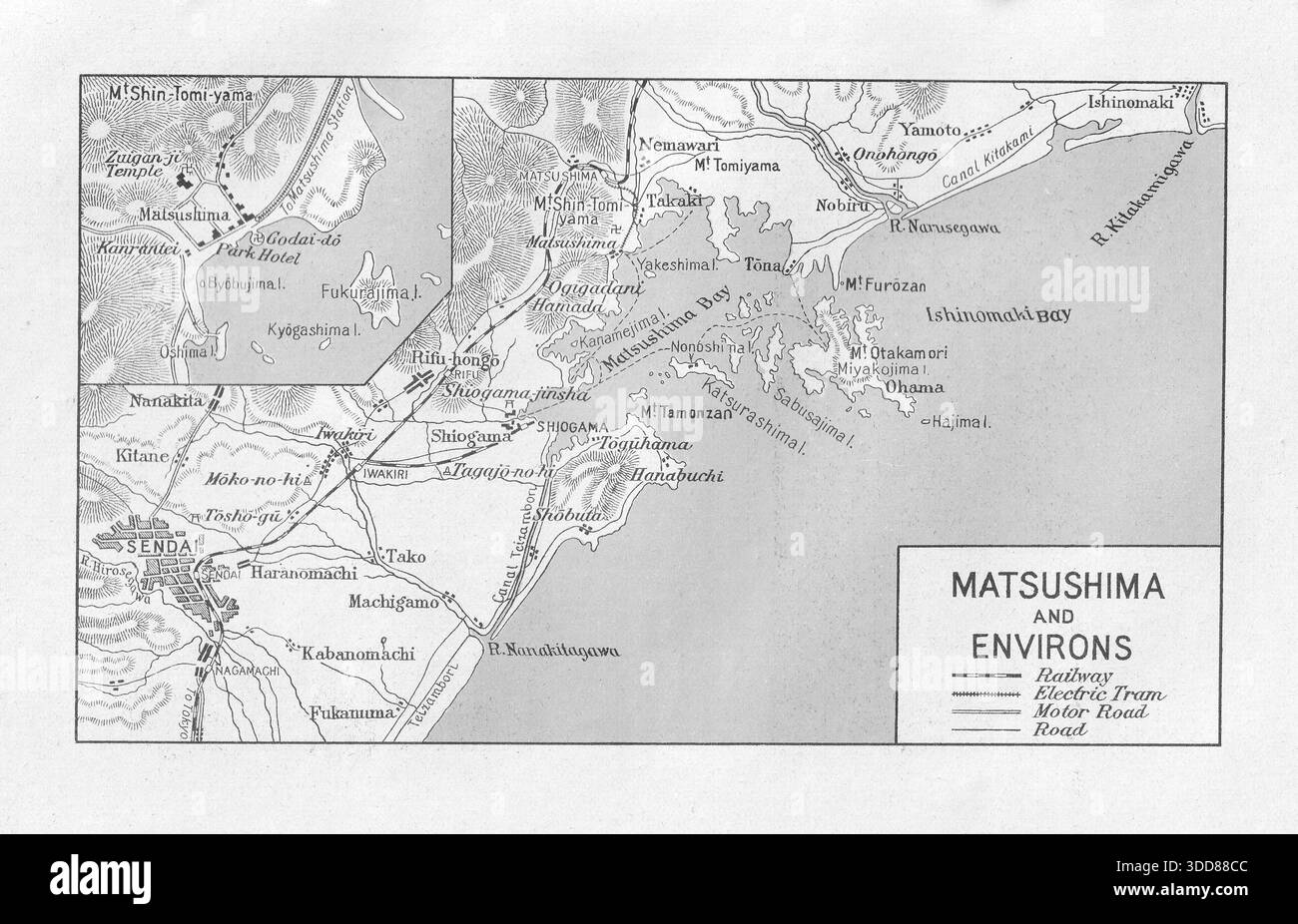 Vintage travel map of Matsushima, Japan as of 1926 Stock Photo - Alamy
