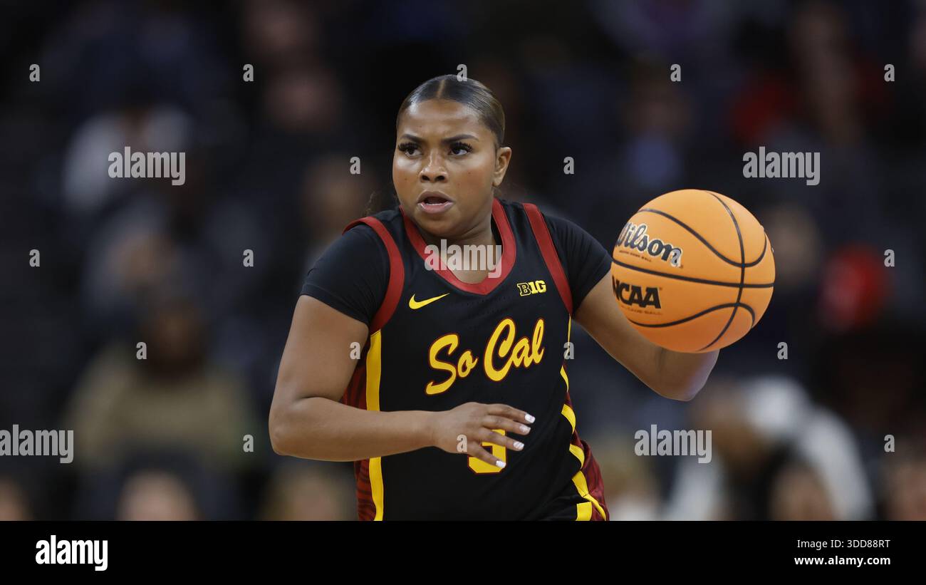 USC guard Londynn Jones (3) dribbles the ball against California during ...