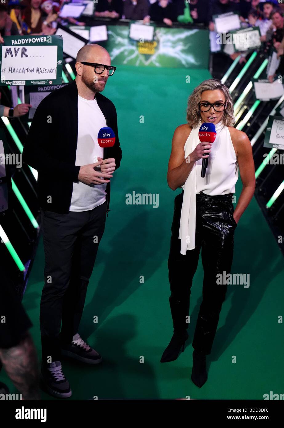 Sky Sports’ presenters Anna Woolhouse (right) and Mark Webster on day ...
