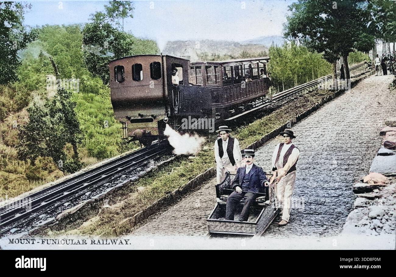Vintage illustration after a photograph of Mount Funicular Railway, and ...