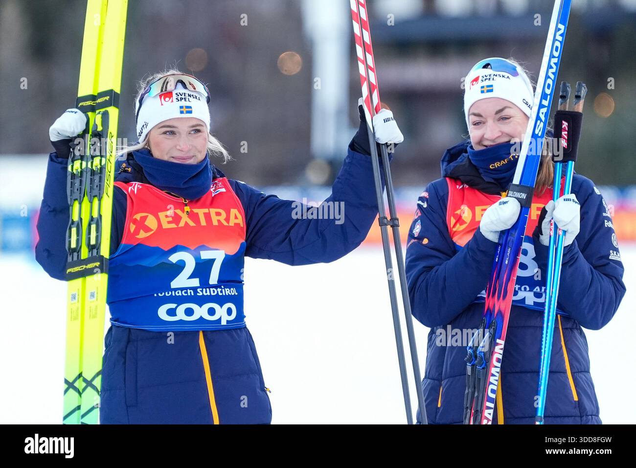 Toblach, Italy 20251229. Sweden's Frida Karlsson and Moa Ilar after the ...