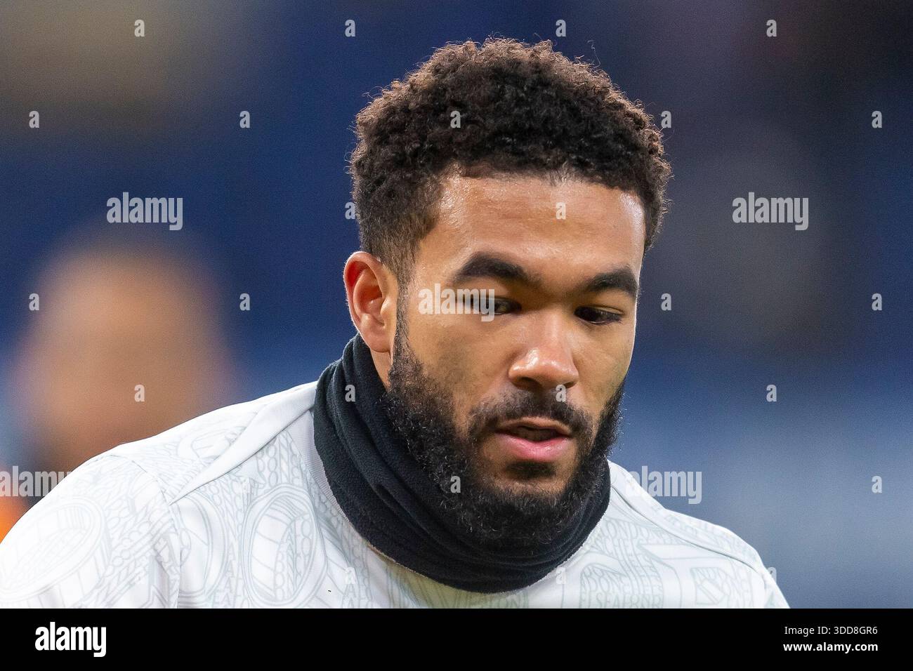 Reece James of Chelsea warming up before the Premier League match ...