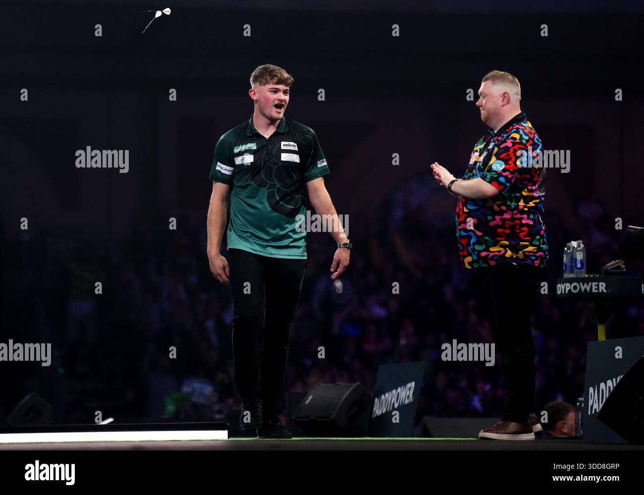 England's Charlie Manby (left) celebrates defeating England's Ricky ...