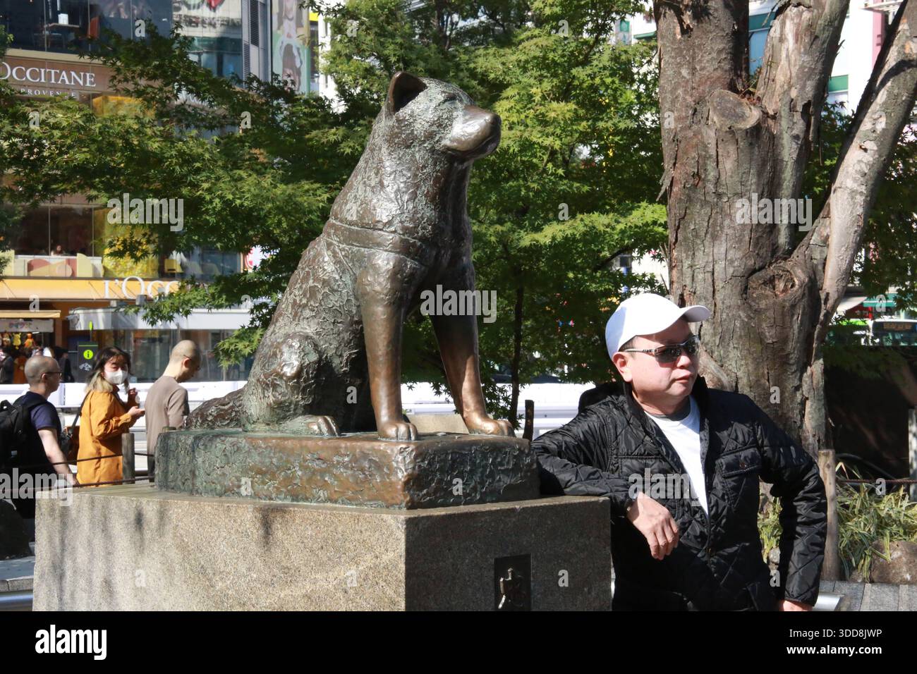 A photo shows Statue of Hachiko in Shibuya Ward, Tokyo on October 27 ...
