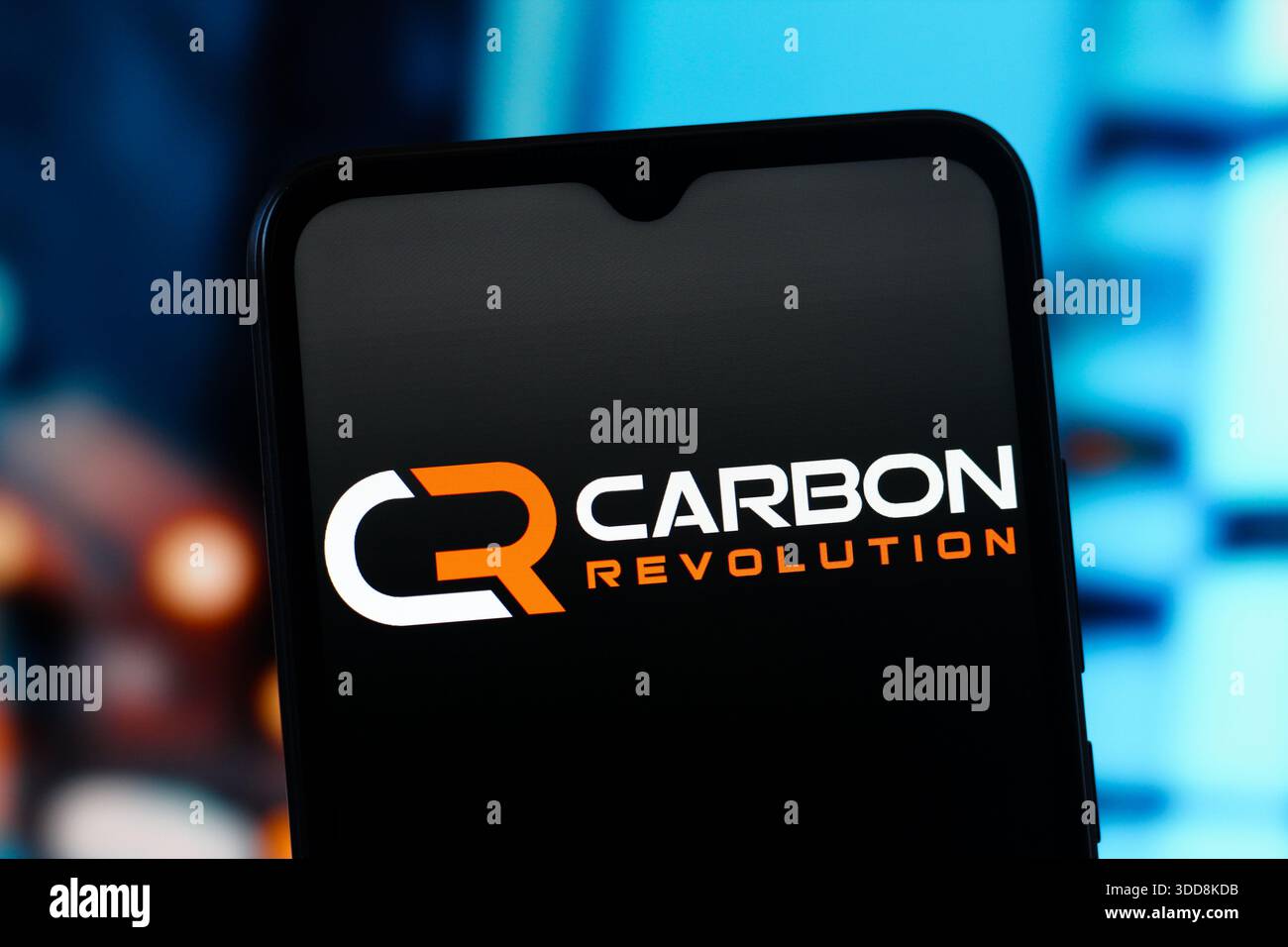 In this photo illustration, the Carbon Revolution (CR) logo is seen ...