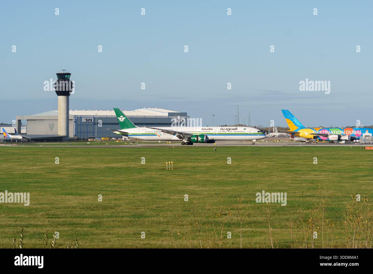 Saudia Airlines Boeing 787 with Red Sea livery at Manchester airport ...