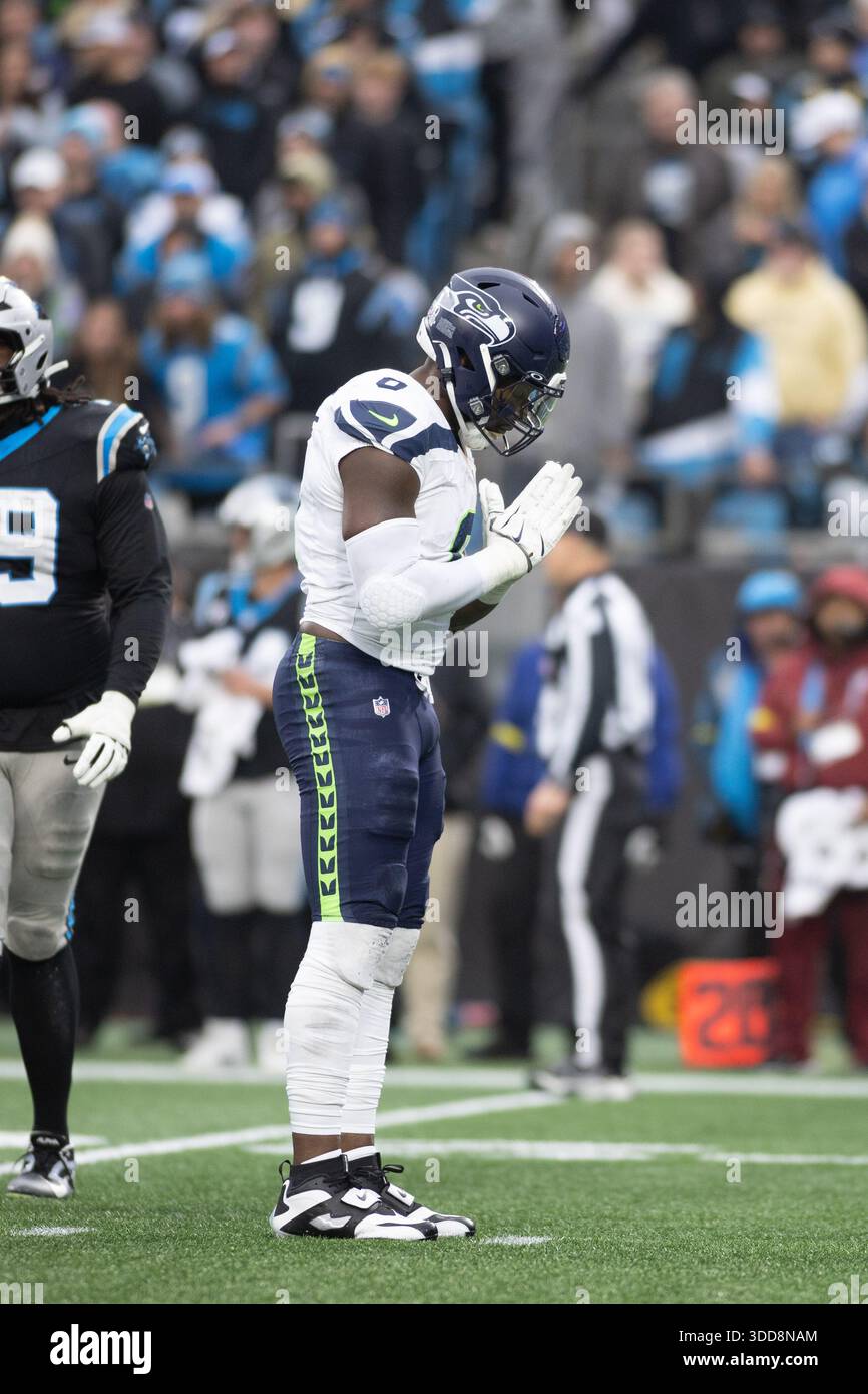 Seattle Seahawks defensive end Demarcus Lawrence (0) celebrates a sack ...