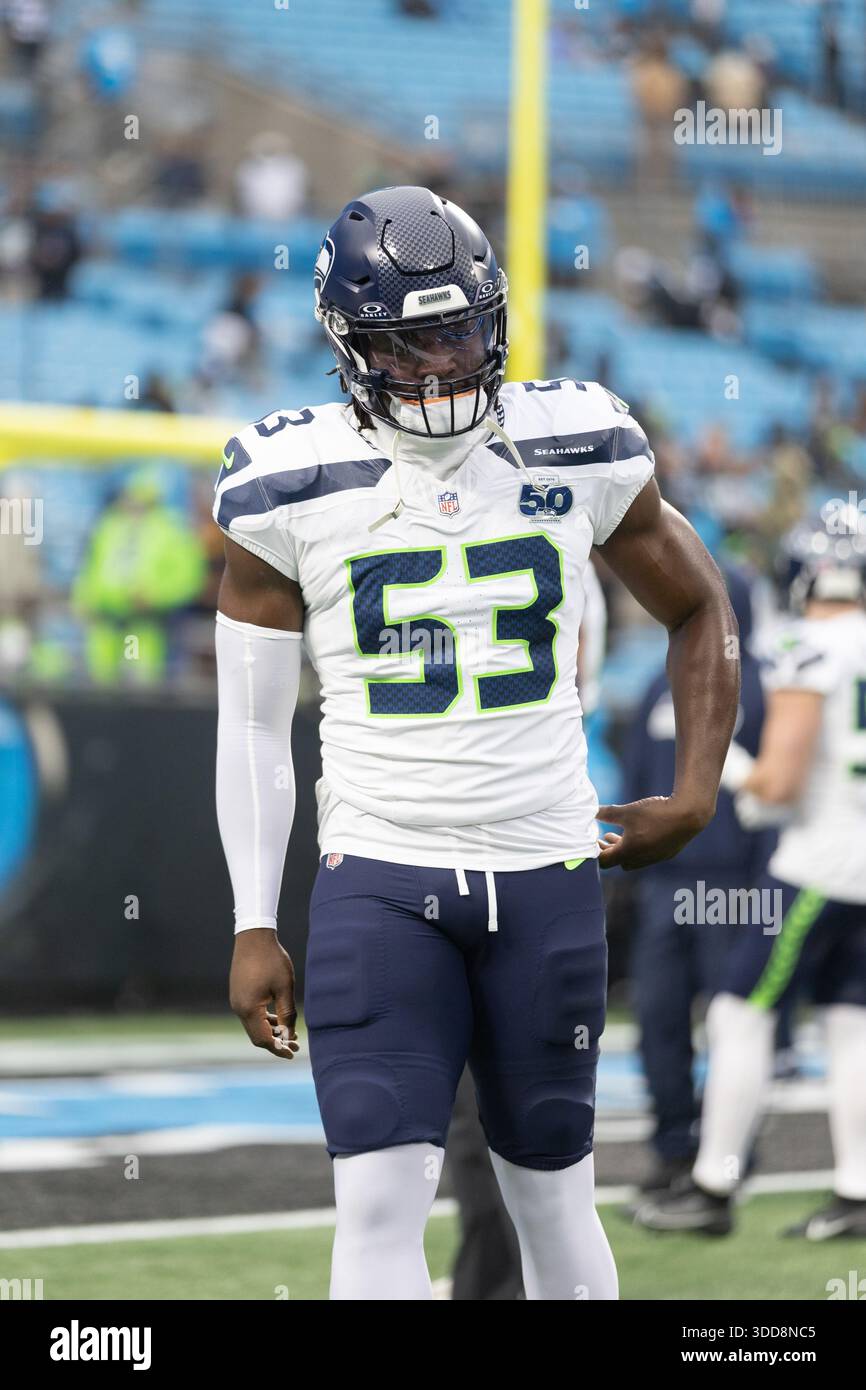 Seattle Seahawks linebacker Boye Mafe (53) gets ready for a game at ...