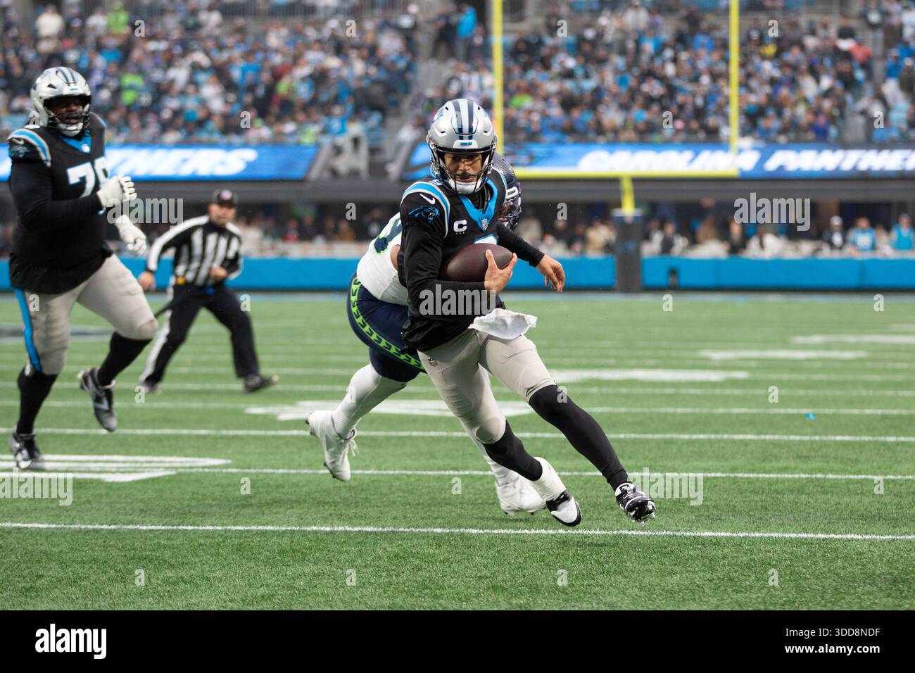 Carolina Panthers quarterback Bryce Young (9) scores a rushing ...