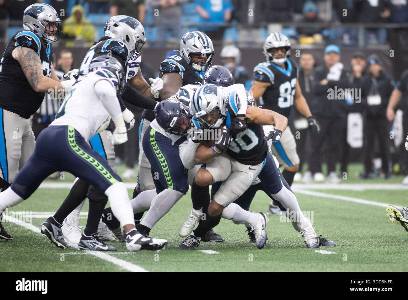 Carolina Panthers running back Chuba Hubbard (30) runs the ball at Bank ...