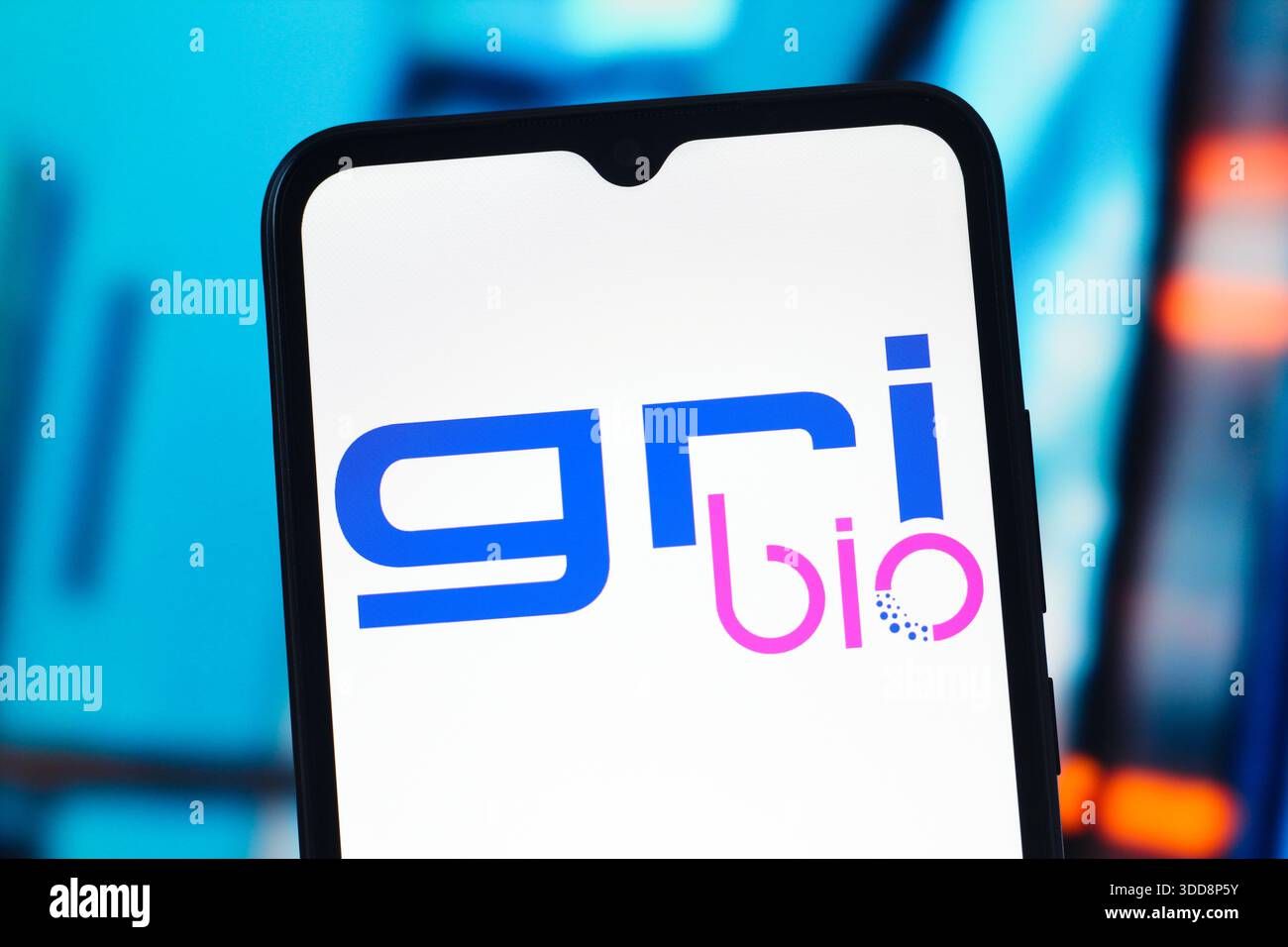 In this photo illustration, the GRI Bio logo is seen displayed on a ...