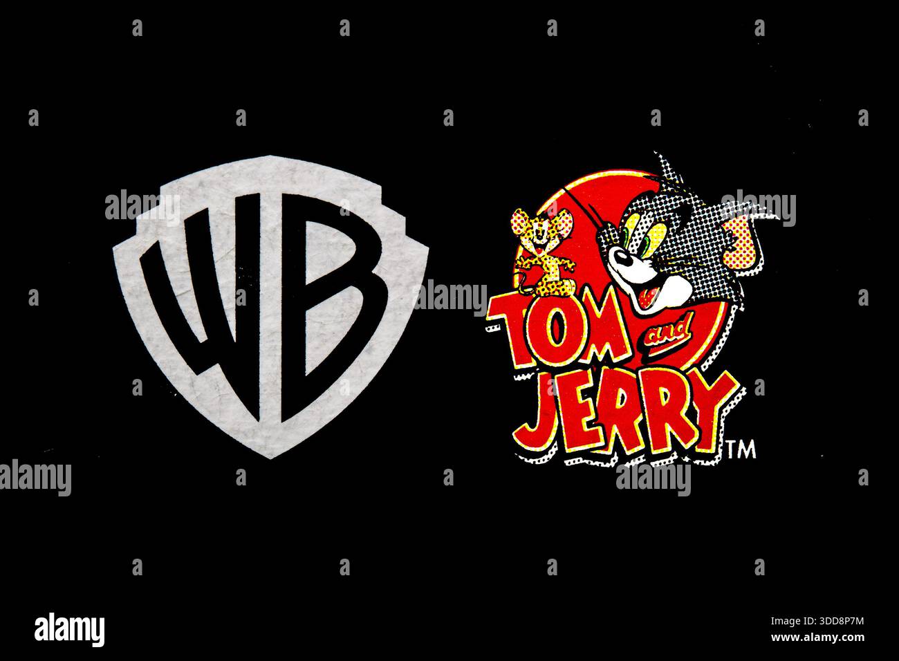 Lego - Warner Brothers & Tom & Jerry logo on a box of Lego Stock Photo ...