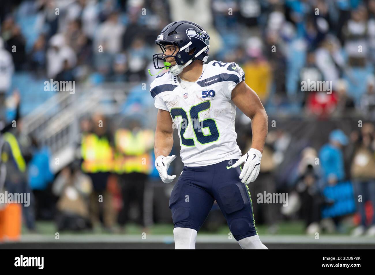 Seattle Seahawks running back Zach Charbonnet (26) scores a touchdown ...