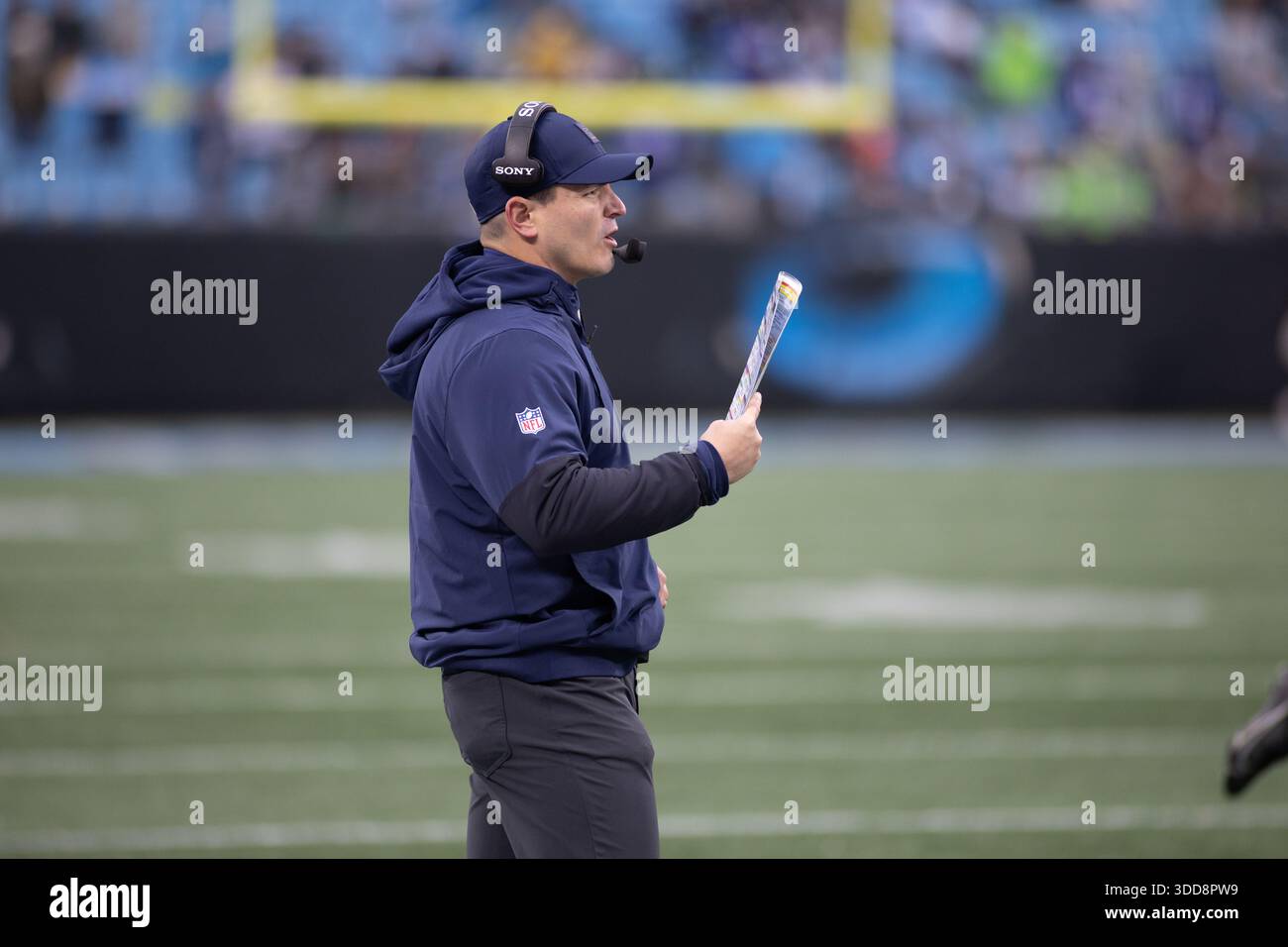 Seattle Seahawks head coach Mike MacDonald coaches at Bank of America ...