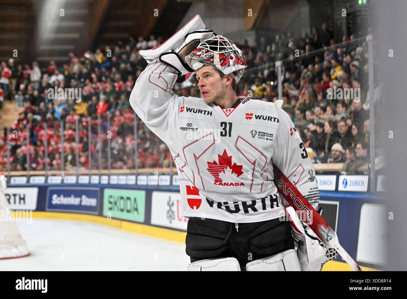 DAVOS, SWITZERLAND - DECEMBER 29: goalkeeper Connor Hughes of Team ...