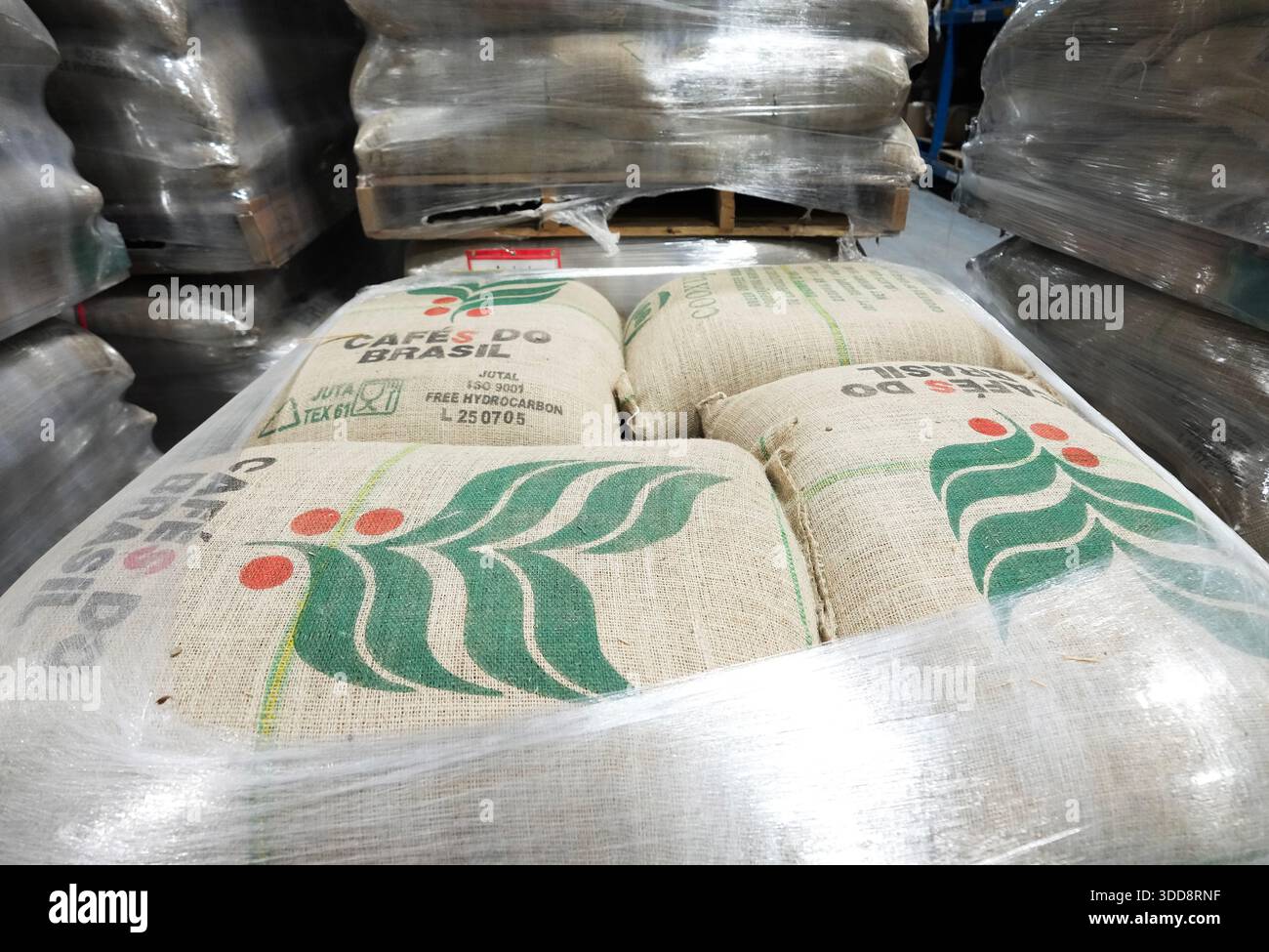 Bags of coffee beans are seen at Reunion Coffee Roasters coffee ...