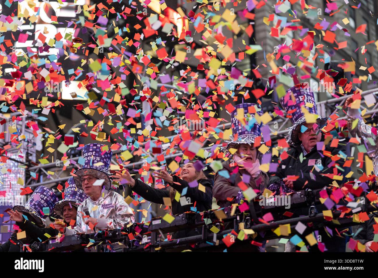 Confetti is released during a confetti test ahead of New Year's Eve ...