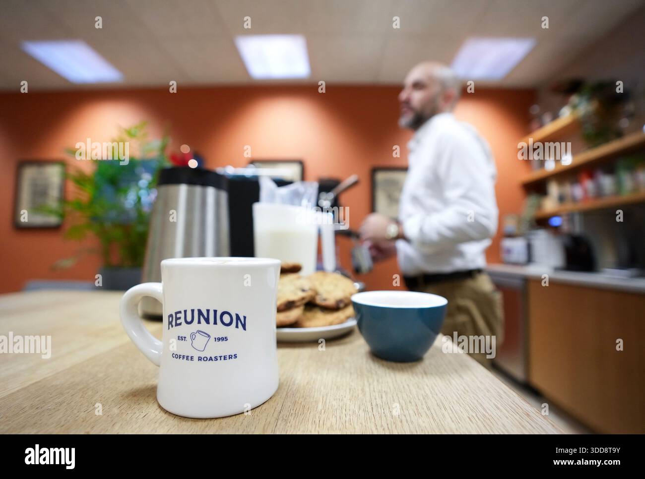 Reunion Coffee Roasters President Adam Pesce makes a coffee his plant ...