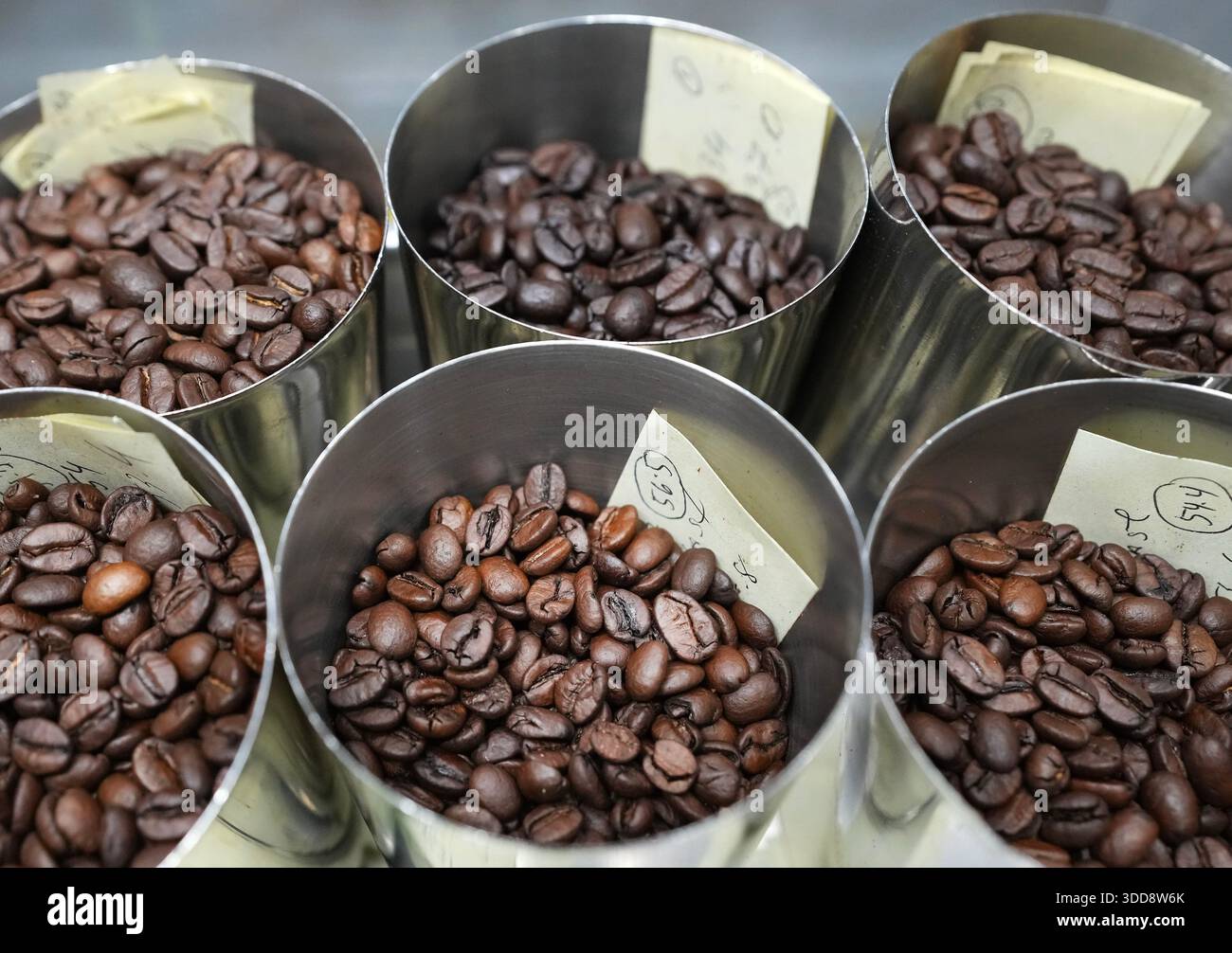 Coffee beans are seen at Reunion Coffee Roasters coffee roasting plant ...