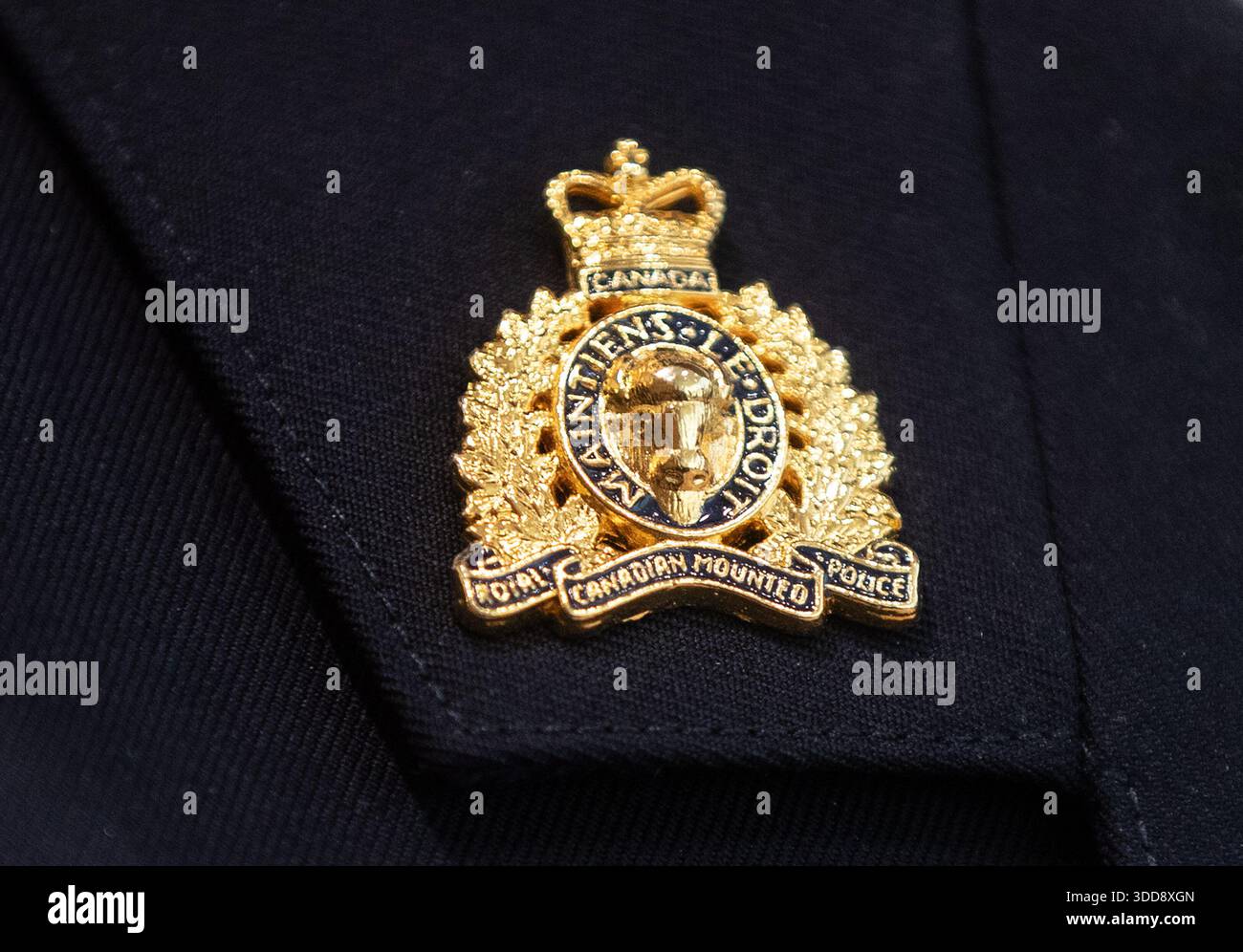 An RCMP collar tab pin is seen in Edmonton, Wednesday, Feb. 5, 2025 ...