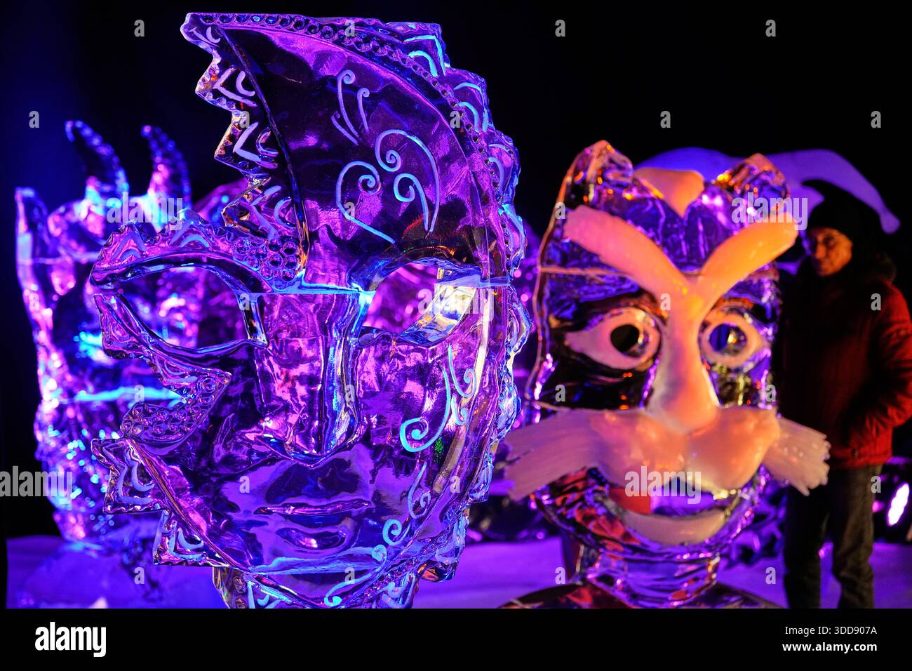 Ice-cold artwork, depicting carnival, is seen at an ice and snow ...