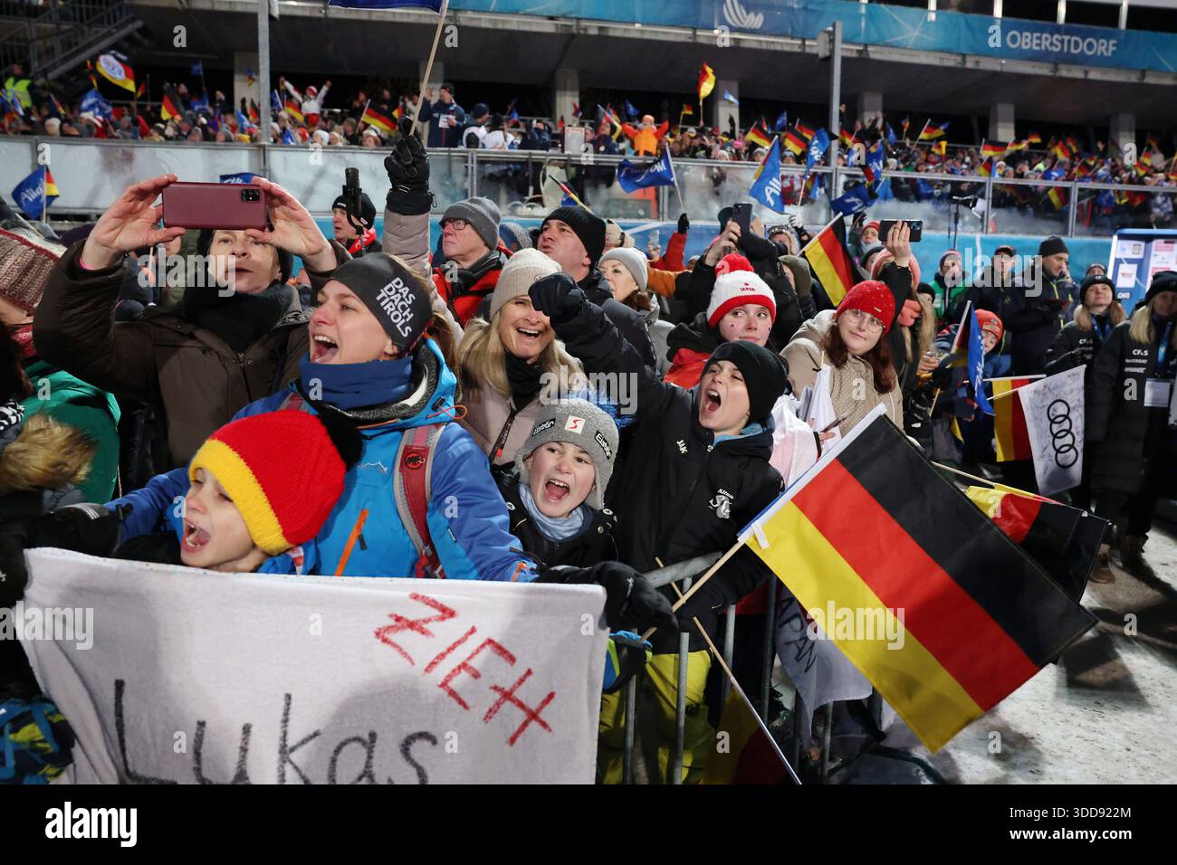 Spectators gather to watch men's individual KO HS137 of Ski Jumping ...