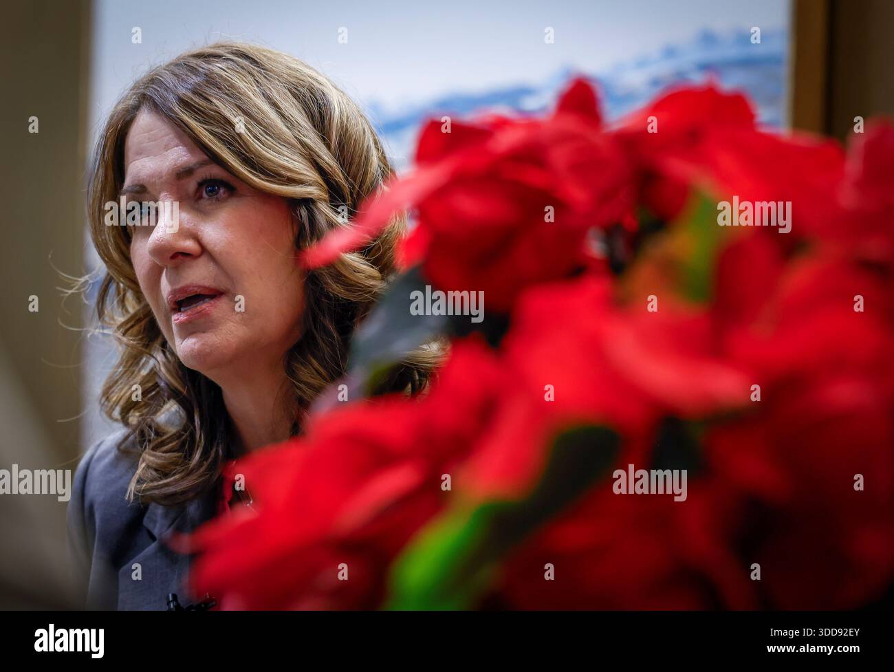 Alberta Premier Danielle Smith speaks during an interview with the ...