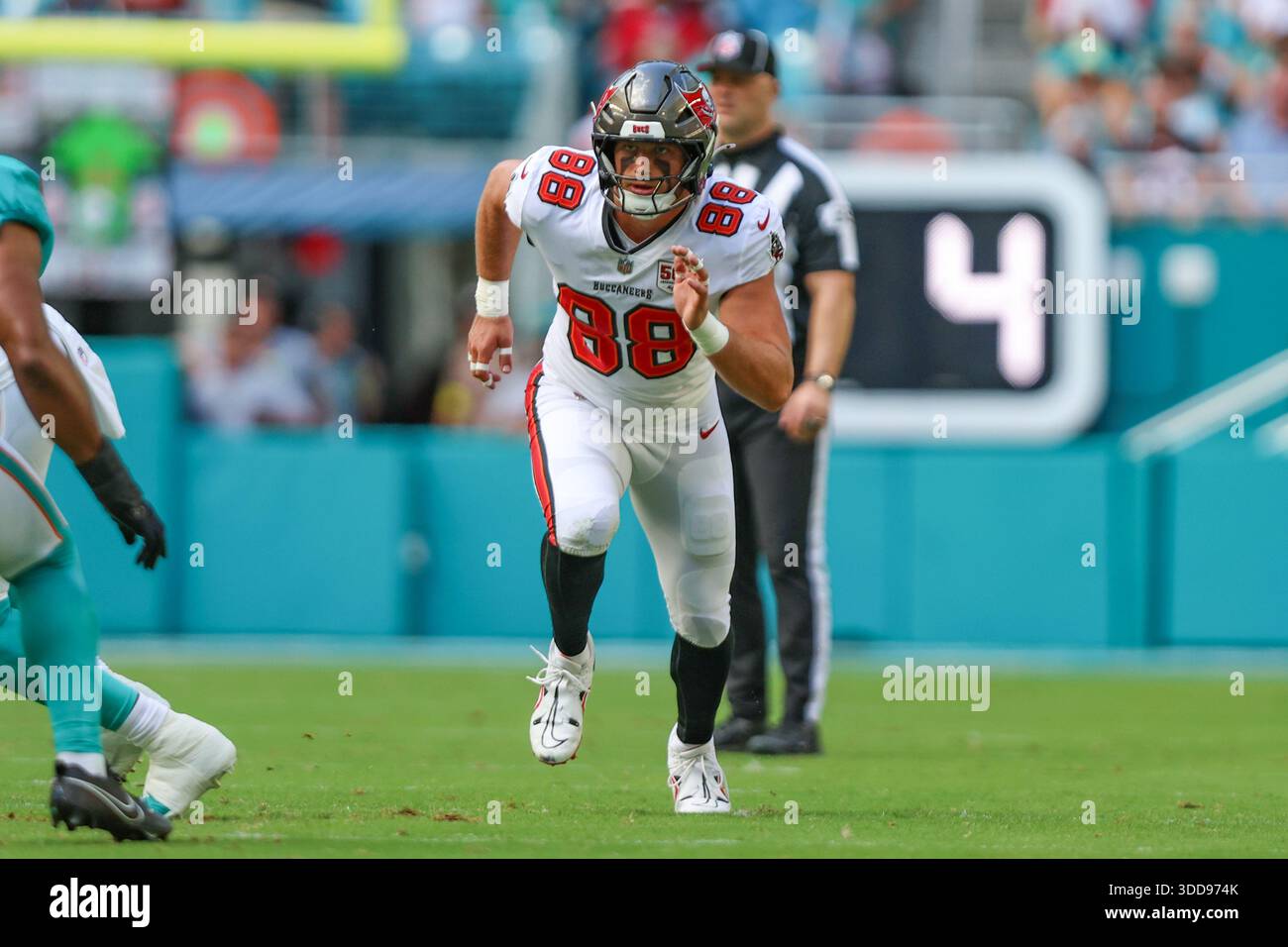 Tampa Bay Buccaneers tight end Cade Otton (88) runs a route during an ...