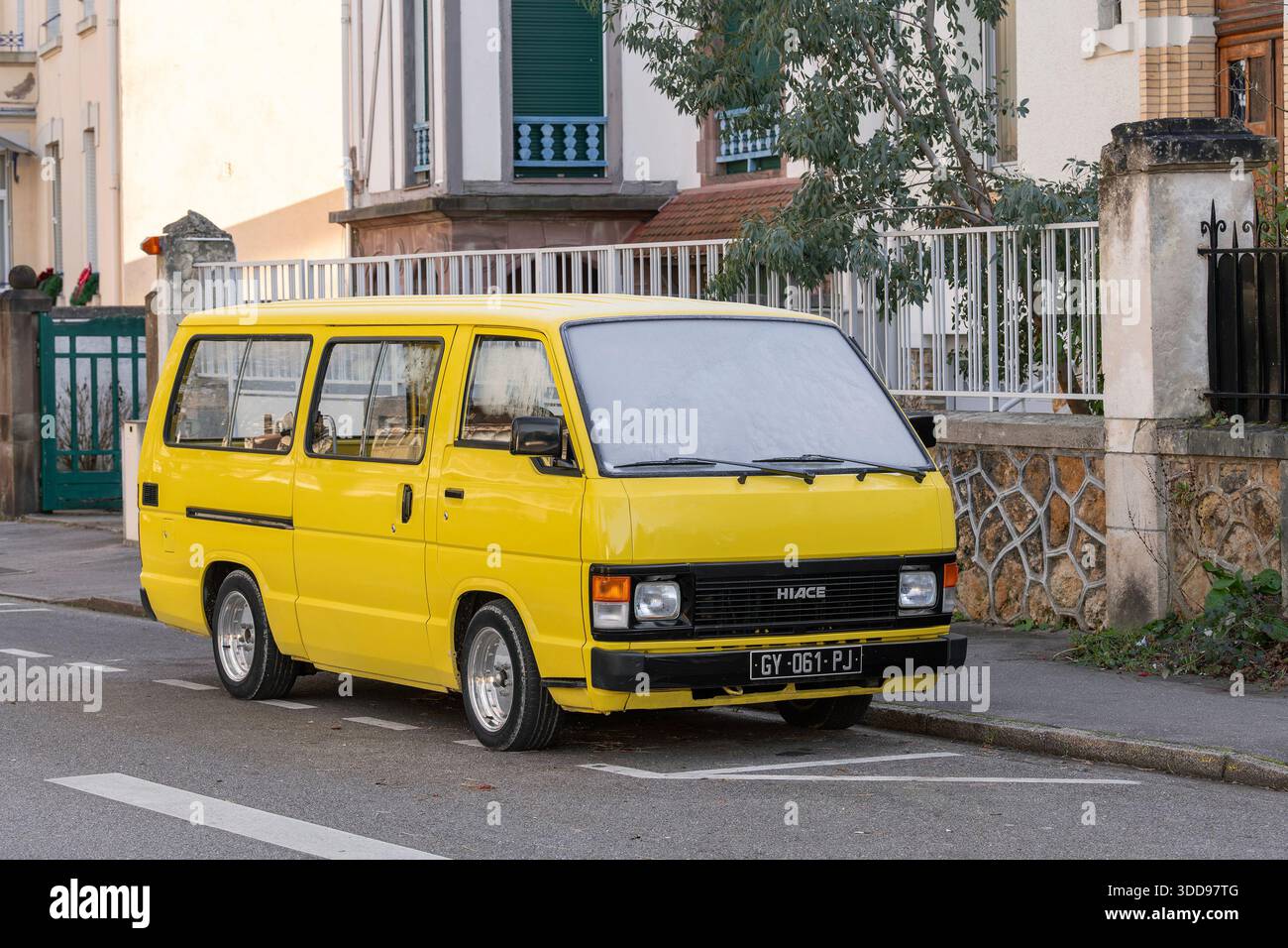 Nancy, France - View on a yellow Toyota HiAce III parked on a street ...