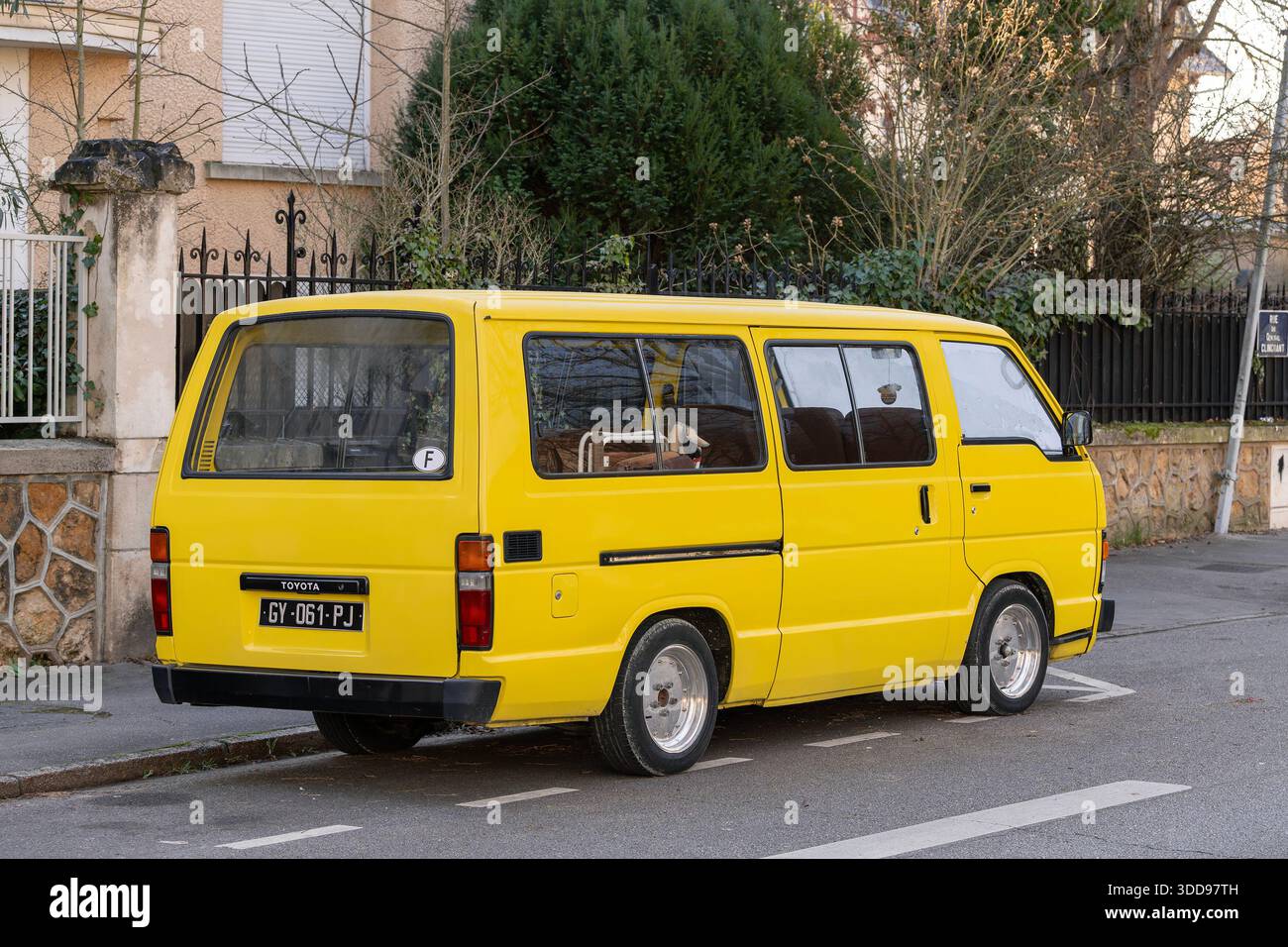 Nancy, France - View on a yellow Toyota HiAce III parked on a street ...