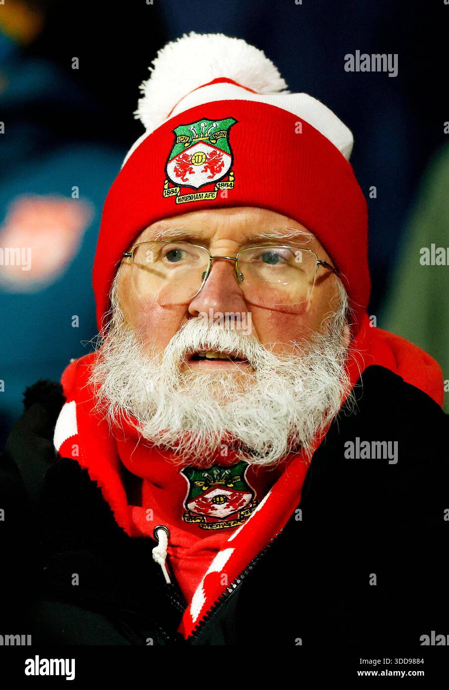 A Wrexham fan in festive dress ahead of the Sky Bet Championship match ...