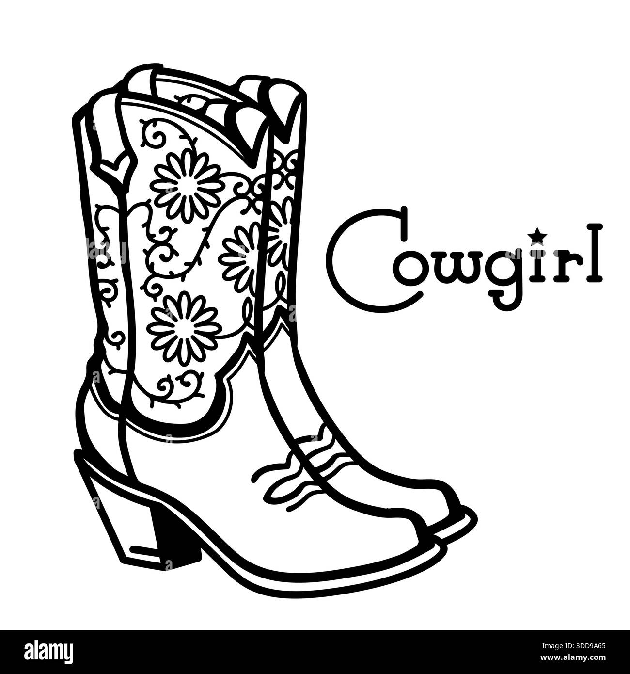 Cowgirl vintage illustration Black and White Stock Photos & Images - Alamy