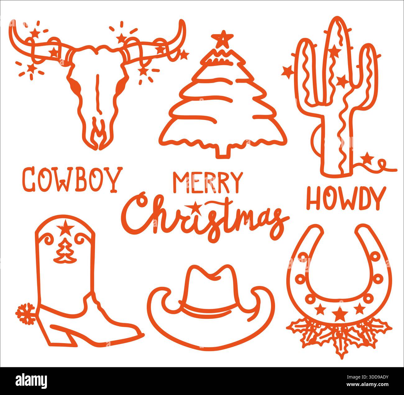 Christmas cowboy icons hi-res stock photography and images - Alamy