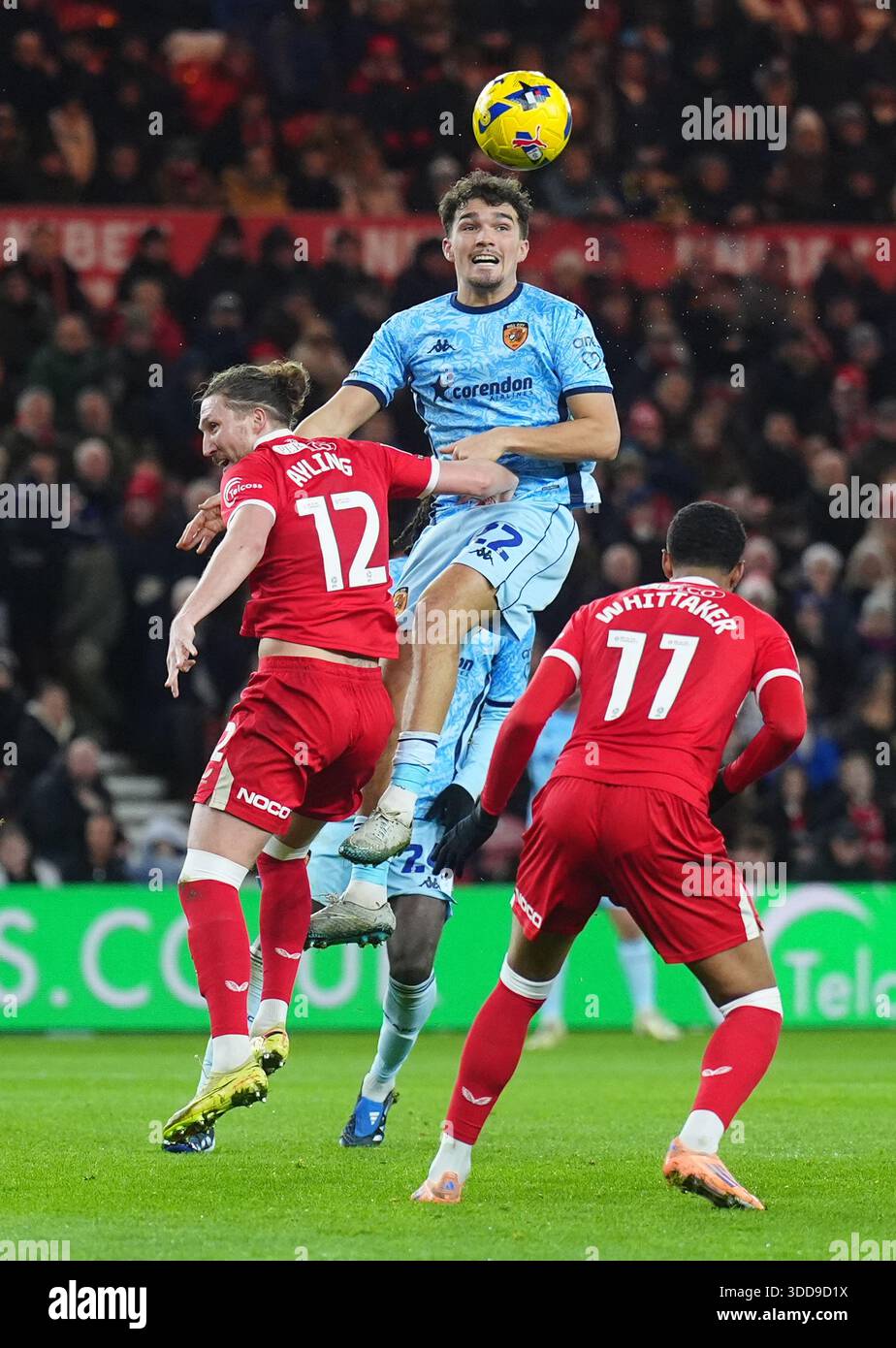 Hull City's Kyle Joseph (centre) in action during the Sky Bet ...