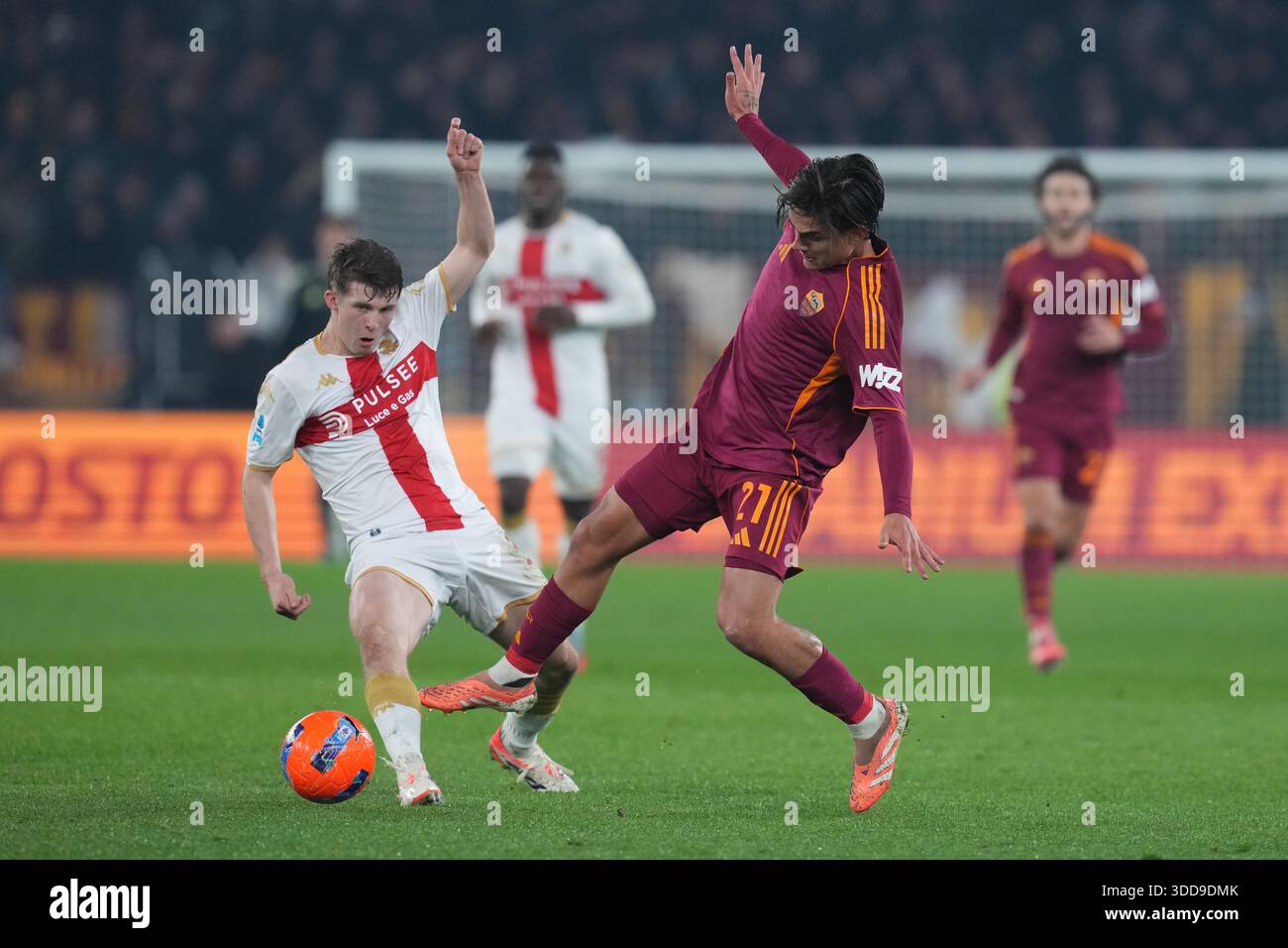 Genoa’s Aaron Martin Roma’s Paulo Dybala during the Serie A EniLive ...
